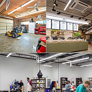 Upgrade 4FT 2.5inch 72w Linkable LED Shop Light, 10000LM 100-277V Garage Light with 5ft On/Off Switch Plug, 5000K Daylight, Hanging Flushmount Available Plug and Play-6Pack