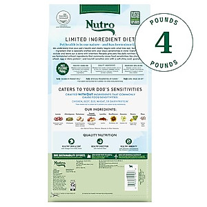 NUTRO Limited Ingredient Diet Adult Dry Dog Food Lamb & Sweet Potato Dog Kibble, 4 lb. Bag