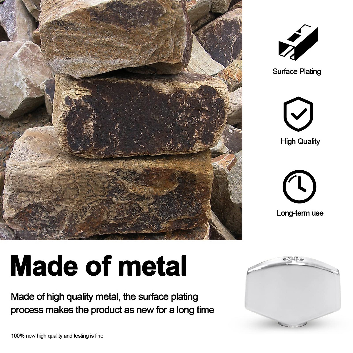 MAXCHEER 6PCS Metal Big Square Shape Acoustic Classical Guitar Tuning Keys Machine Head Replacemen Buttons knob Handle Tip (Chrome)