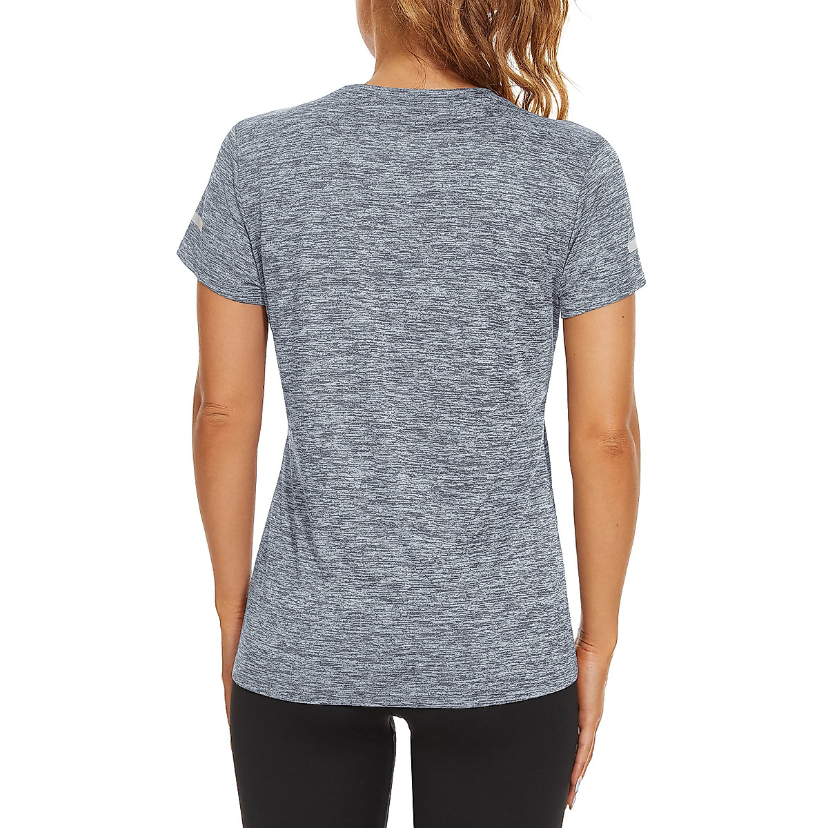 TACVASEN Women's Running Athletic T-Shirt Short Sleeve Lightweight Wicking Shirts Hiking Fitness Tops Light Grey M