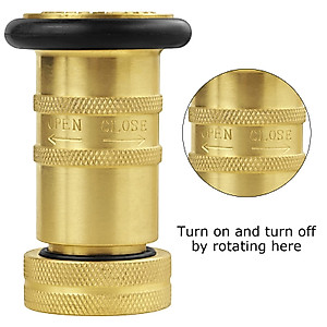Fire Hose Nozzle 1" NPSH/NPT Fire Fighter Hose Nozzle 100 psi 75 gpm Brass Fire Equipment Spray Jet Fog,Heavy-Duty Industrial Brass Fire Equipment Water Hose Nozzle