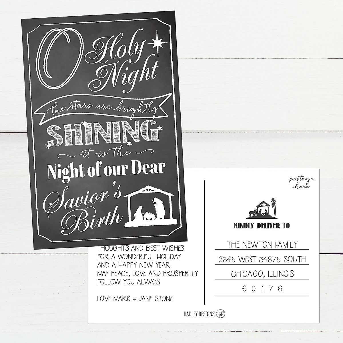 Hadley Designs 24 Black & White Religious Christmas Cards Boxed With Envelopes, 50 Holiday Greeting Cards, Blank Winter Postcard Set, Merry Christmas Cards, Seasons Greetings Note