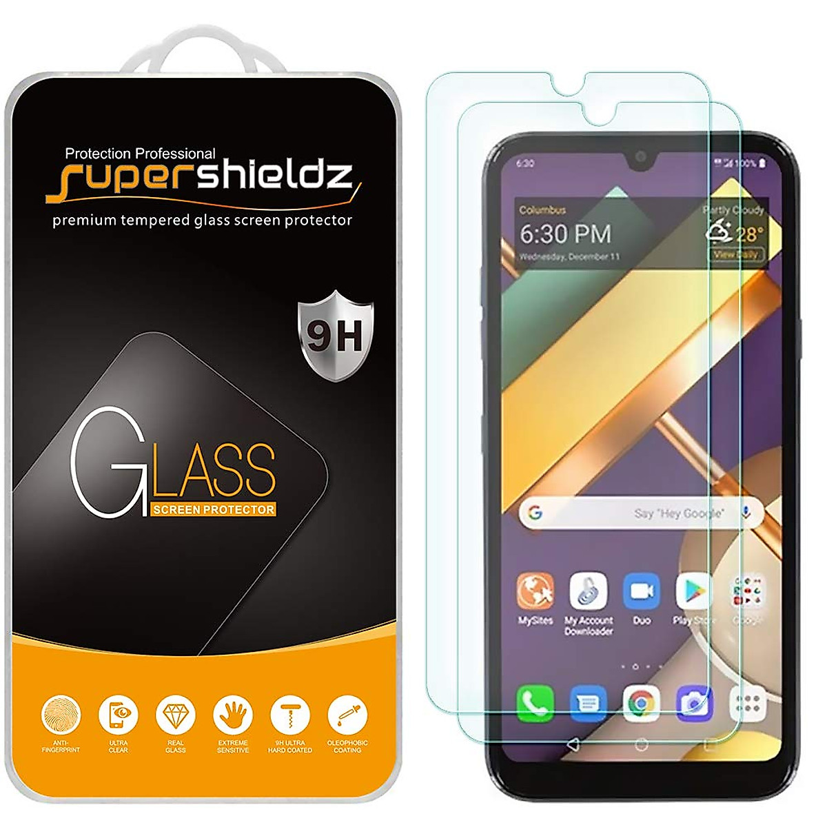 Supershieldz (2 Pack) Designed for LG Premier Pro Plus (L455DL) Tempered Glass Screen Protector, Anti Scratch, Bubble Free