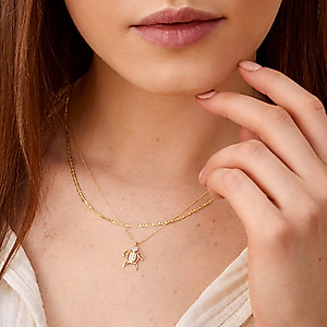 GELIN Turtle Necklace in 14K Solid Gold | 14K Yellow Gold Dainty Necklaces for Women, 18"