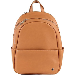 Little Unicorn Skyline Backpack – Diaper, Work, Travel Bag with Changing Pad - Premium Vegan Leather – Lightweight & Durable Design – 5 Interior Pockets – Easily Wipes Clean (Cognac)