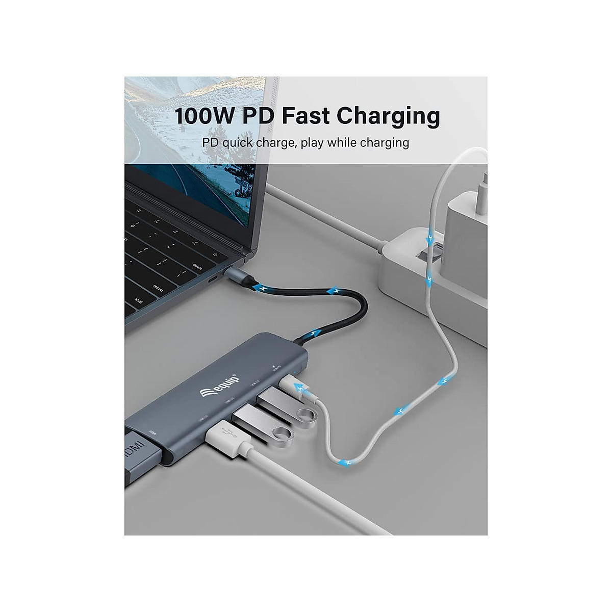 Equip 133487 USB-C 5-in-1 Multifunction Adapter HDMI USB 3.2 Gen1 100W USB PD