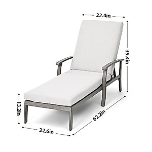 HAPPATIO Aluminum Patio Chaise Lounge, Aluminum Patio Lounge Chair, Pool Lounge Chair with Cushion, Outdoor Chaise Lounge Chair for Patio Deck Poolside (Gray)