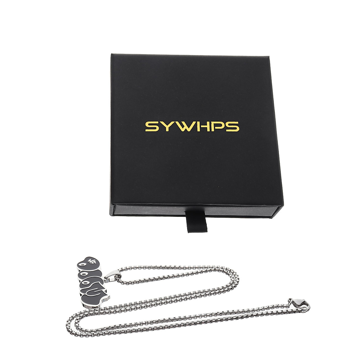 SYWHPS Dm Hip Hop Pendant Chain Necklace (Black dm)
