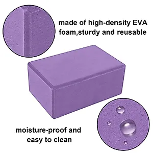 Muka 4 Pack Black Yoga Blocks 9 x 6 x 4 Inch, High Density EVA Foam Yoga Brick for Meditation, Pilates