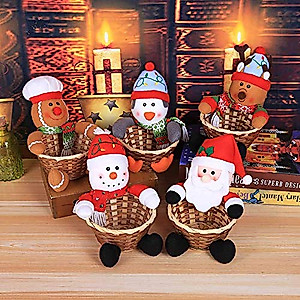 TOKZON Christmas Candy Storage Baske, Christmas Sugar Container, Santa Claus/Reindeer/Snowman/Gingerbread Man/Penguin Candy Basket, Christmas Decoration Candy Bowl Dish
