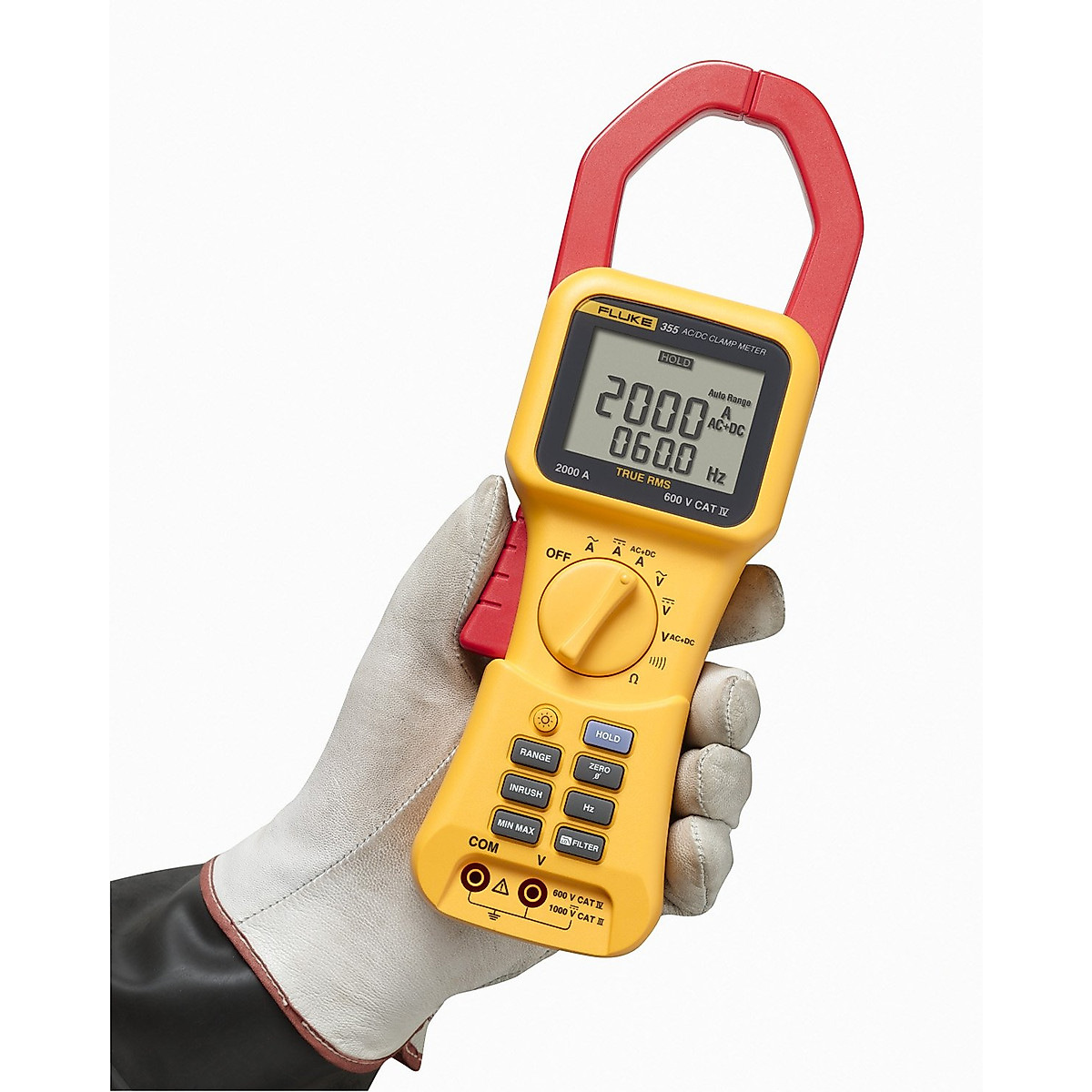 Fluke 355 True RMS Clamp-Meter, 2,000A AC/DC, Conductors to 58mm, Voltage, Frequency, and Resistance Measurement