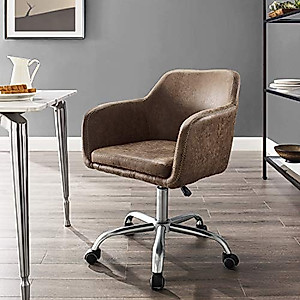 Linon Home Décor Brooklyn Silver Office Chair, Brown