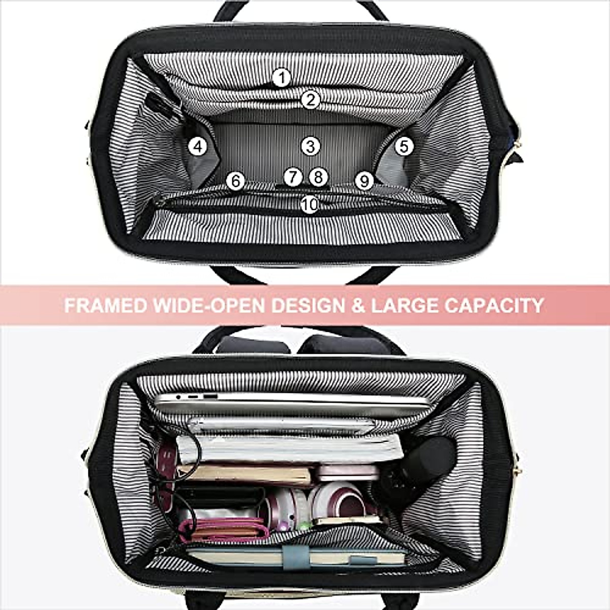 LOVEVOOK Laptop Backpack Purse for Women, 17 Inch Computer Business Stylish Backpacks, Doctor Nurse Bags for Work, Casual Daypack Backpack with USB Port, Dark Purple-Black