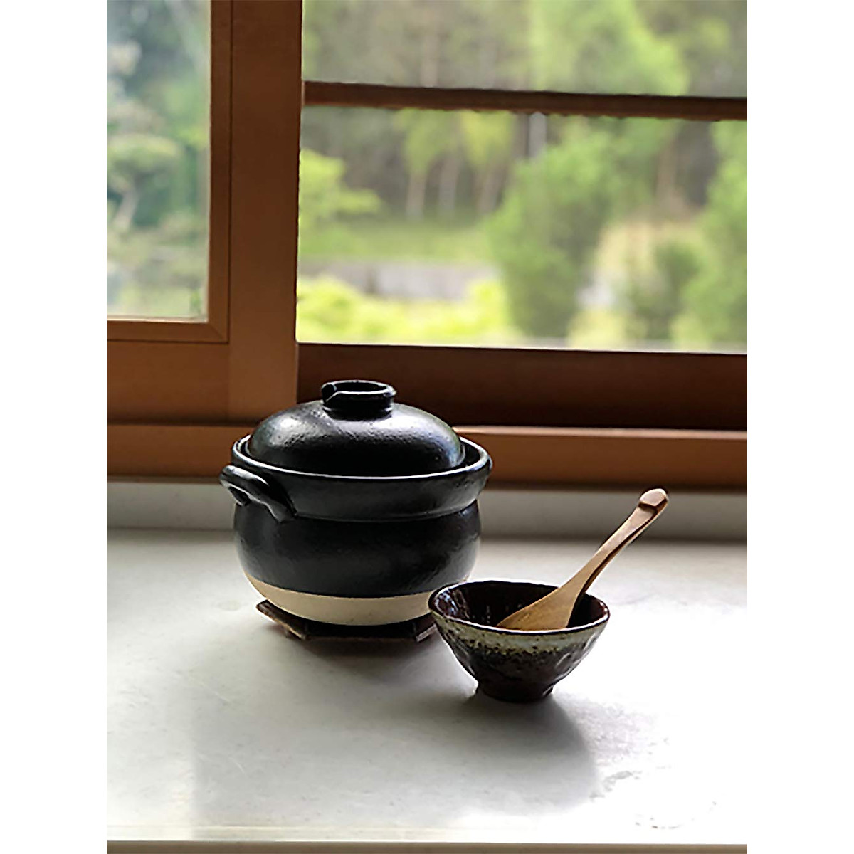 Japanese Donabe Rice Cooker, 3 Go, with Inner Lid, 1900ml, Made in Mie, Japan