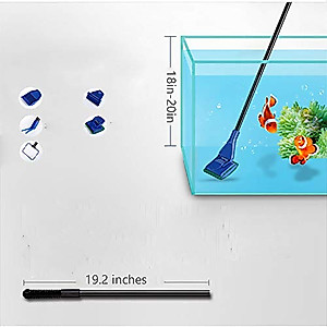 JZMYXA Aquarium Cleaning Tools Kit 5 in 1 Function for Long Deep Fish Tank, Including Algae Scrape, Cleaning Sponge, 3.9" Small Fishnet, Gravel Rake, Plant Fork