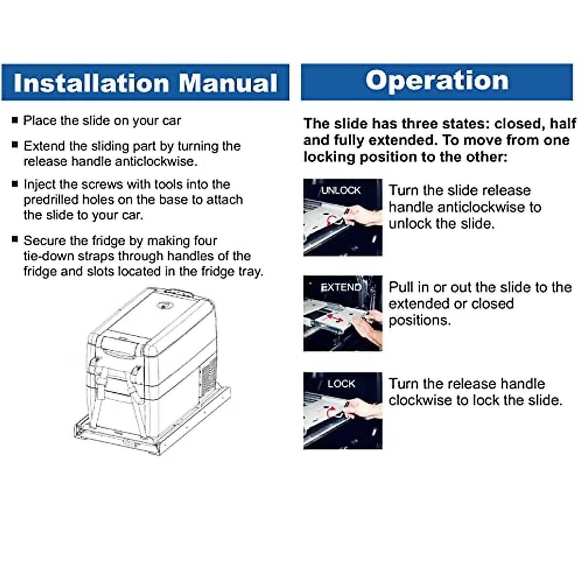 Setpower Slide Mount for AJ Series Portable Refrigerator Freezer, Designed AJ30, AJ40, AJ50