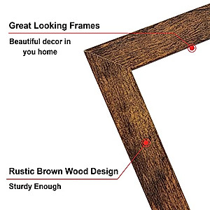 8x10 Picture Frame Brown Set of 6, Display Pictures 5x7 With mat or 8x10 Without Mat