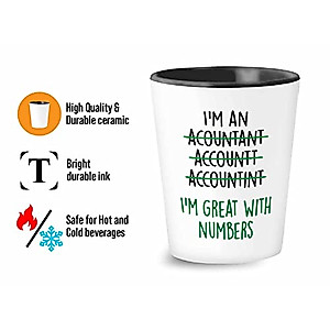 Bubble Hugs Accounting Shot Glass 1.5oz - Great with Numbers - Accountant CPA Auditor Employee Coworker Bookkeeper Finance