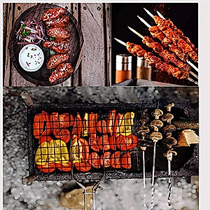 20 Piece Kebab Flat Metal Stainless Steel Skewers, BBQ Skewers, Reusable BBQ Skewers, Good for Sausage Chicken Vegetable Kebab - 14" (stainless steel)