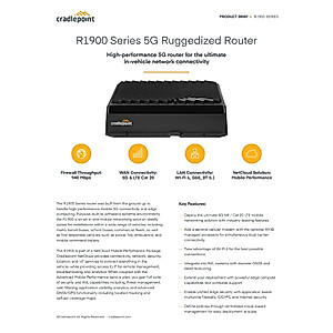 Cradlepoint, R1900 Router with WiFi (5G Modem), 1-Year Netcloud Mobile Performance Essentials Plan, Advanced Plan, NO AC/PSU, OR Antennas