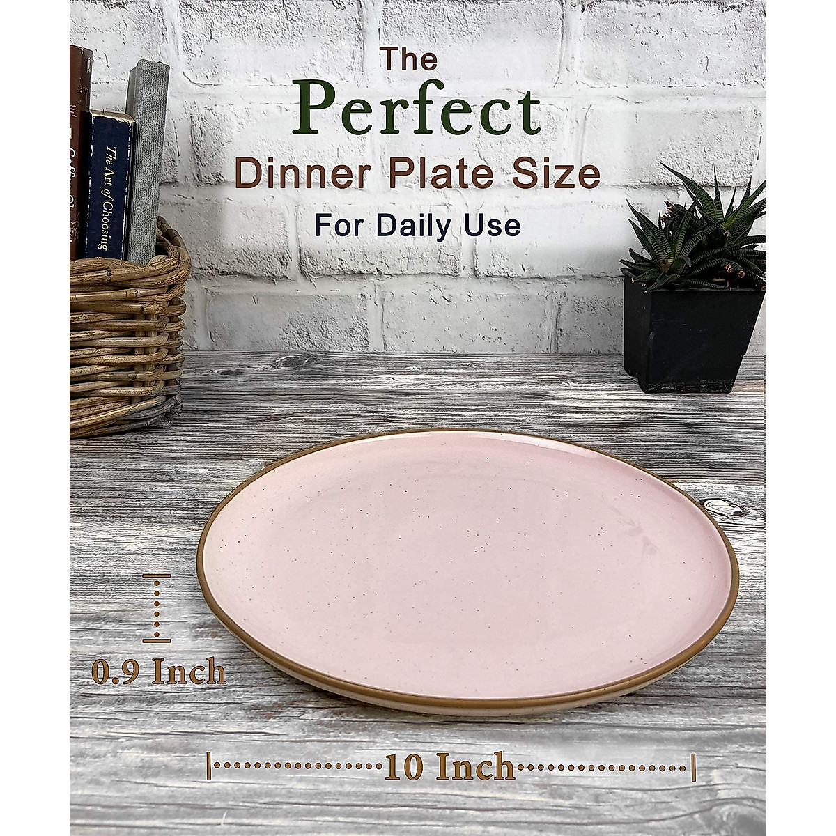 Mora Ceramic Dinner Plates, Salad Plates, Cereal Bowls Bundle. Microwave, Oven and Dishwasher Safe, Scratch Resistant, Modern Dinnerware - Assorted Colors