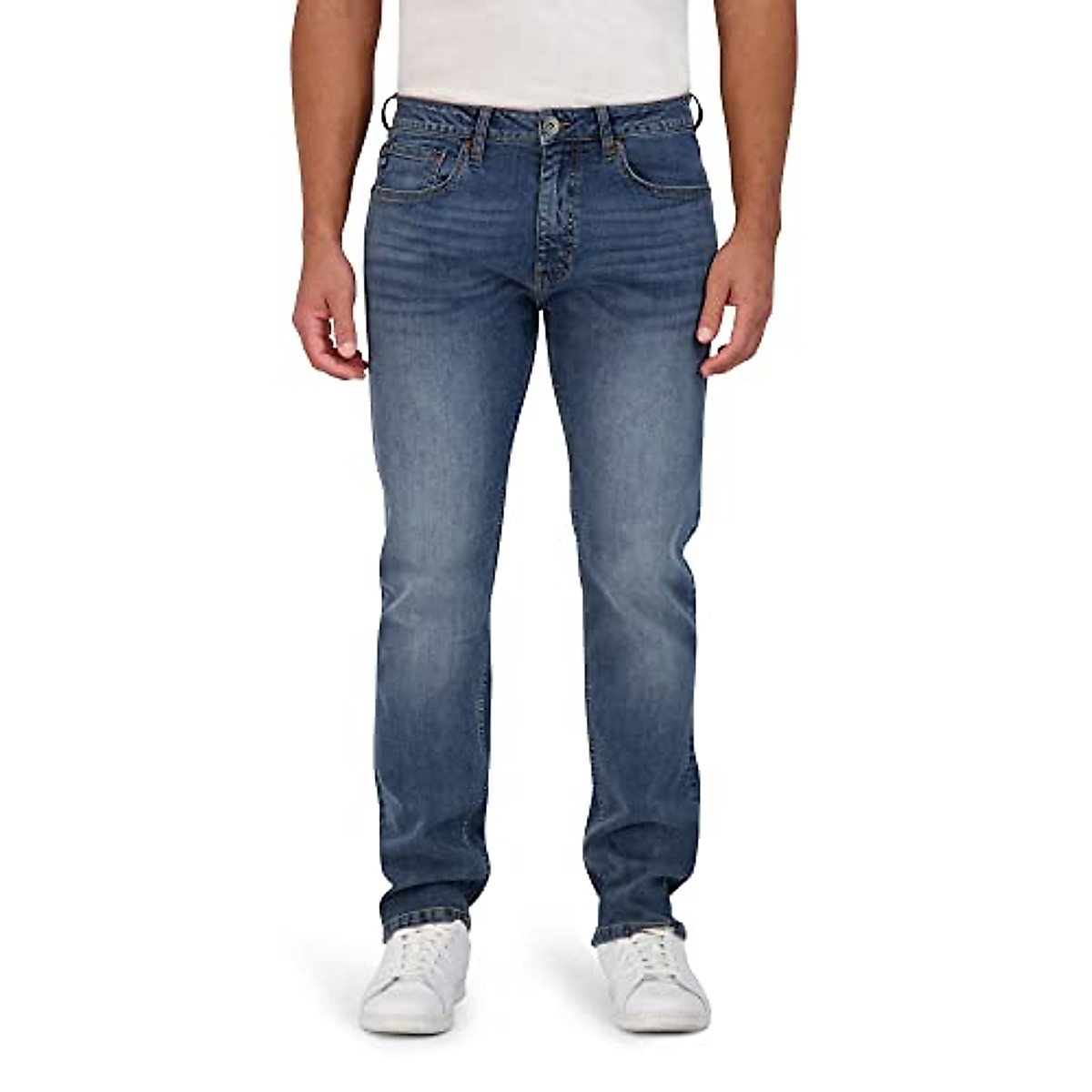 Chaps Men's Jeans - Straight Leg Comfort Stretch Denim Jeans - Regular Slim Fit Jeans for Men, Size 38W x 30L, Armour Wash