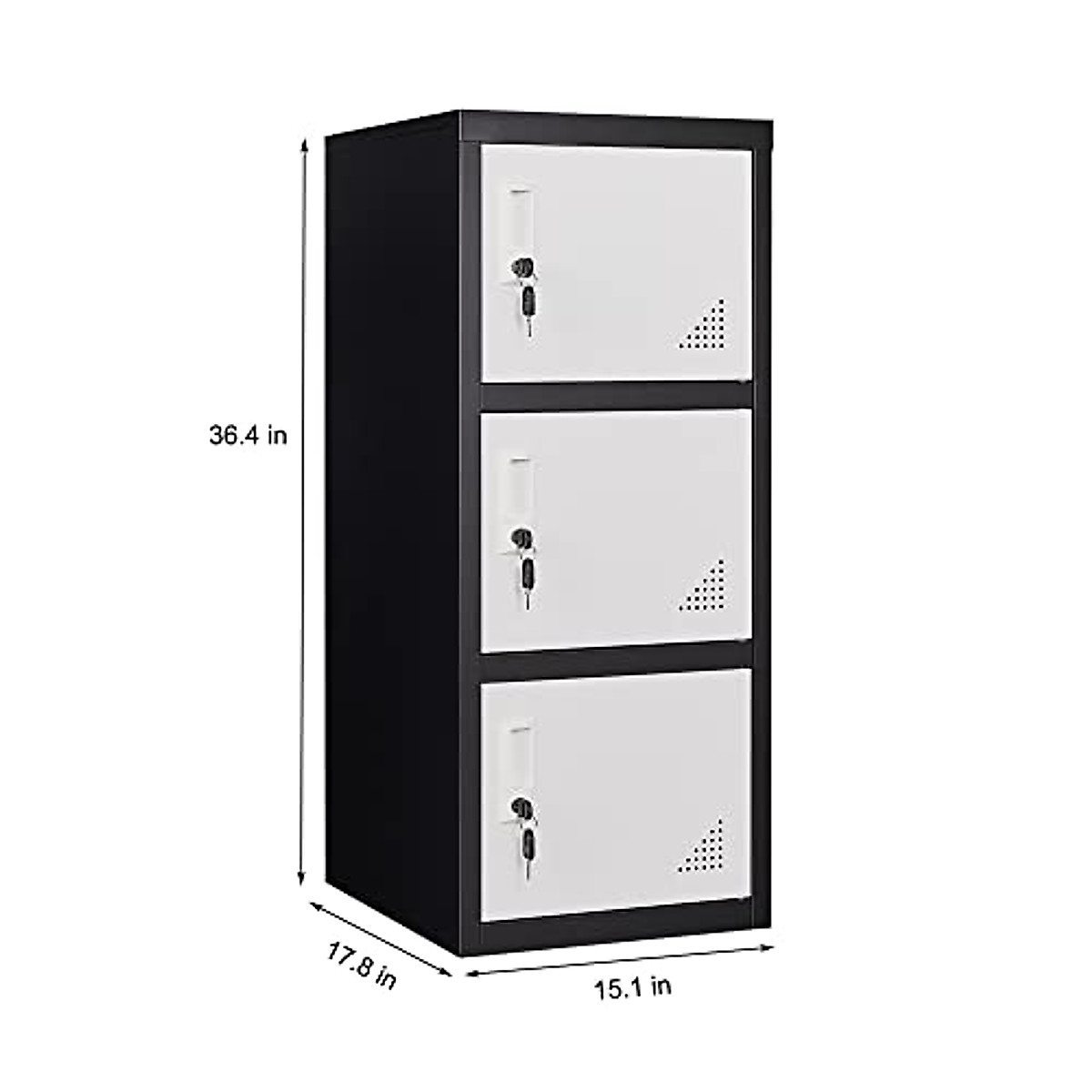 VASAAOSD Lockable Metal Lockers, Steel Office Storage with 3 Doors and Keys, and Metal Storage Cabinets for Schools, Gyms, Homes and Offices Staff Lockers (Locker-1)