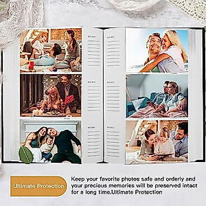 Photo Album 4x6 360 Photos with Memo, 4x6 Photo Album Leather Frame Cover, Acid Free Wedding Photo Album 4x6 with Writing Space for Wedding Kids Family Holiday Baby Engagement, Baby Photo Album, Black