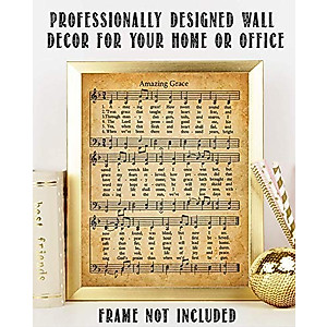 Amazing Grace Wall Art Poster - 11x14 Unframed Art Print - Great Inspirational Music Sheets Gift and Decor Under $15