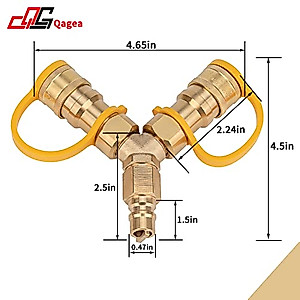 Qagea 3/8" Y Splitter, Low Pressure Propane Natural Gas Quick Connect/Disconnect Separator Fit for Weber Gas Grill, Pizza Oven, RV, Generator, Patio Heater/Fire Pit
