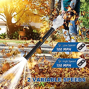 NINOUKO Leaf Blower, 150MPH Leaf Blower Cordless with 4000mA Battery & Charger, 20V Electric Leaf Blower for Lawn Care, Battery Powered Leaf Blower for Yard / Patio