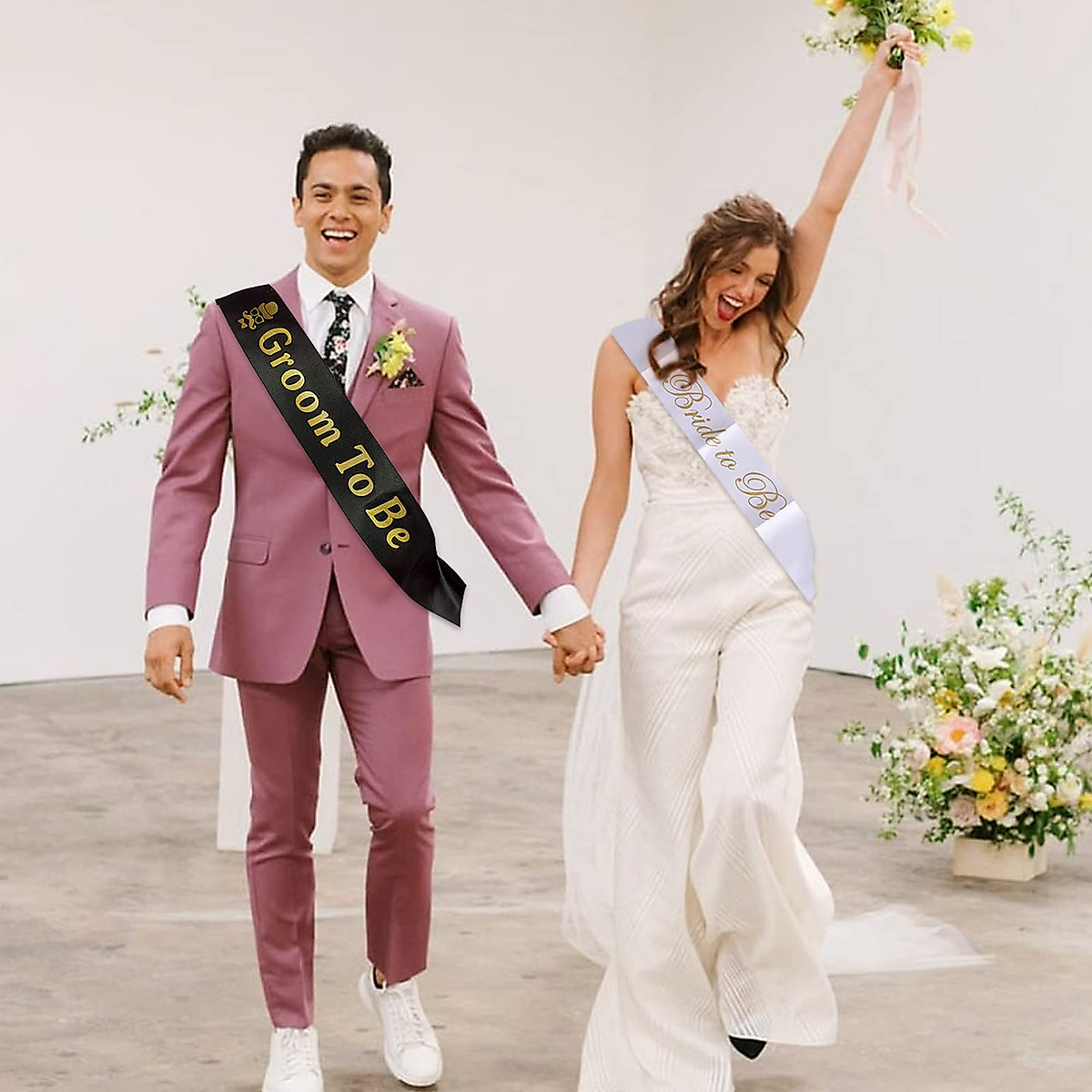 4 Pieces Groom and Bride to Be Sash Bride to Be and Groom to Be Badge for Bachelorette Party Supplies Bridal Shower Decorations