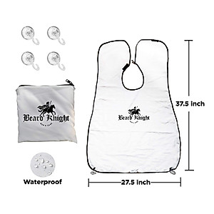 Beard Apron, Hair Clippings Catcher with Bag, Grooming Cape Apron, Beard Catcher for Shaving Trimming, Non-Stick Beard Cape- White