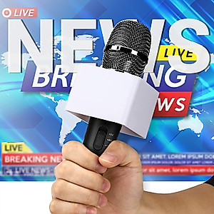 Facmogu 4PCS Black & White Microphone Flag Station, Portable Square Cube Shaped Interview Mic Flag Station with Foam, Microphone Flag Microphone Accessories for Interview KTV Reporter Host