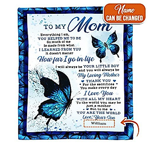 Toyshea to My Mom Blanket Everything I Am You Helped Me to Be Mom Gifts from Daughter Son Personalized Butterfly Throws Soft Sherpa Blanket Fleece Blanket for Mothers Day Christmas Birthday Presents