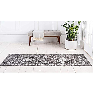 Unique Loom Sofia Collection Area Rug - Salle Garnier (3' 3" x 19' 8" Runner, Gray/ Ivory)