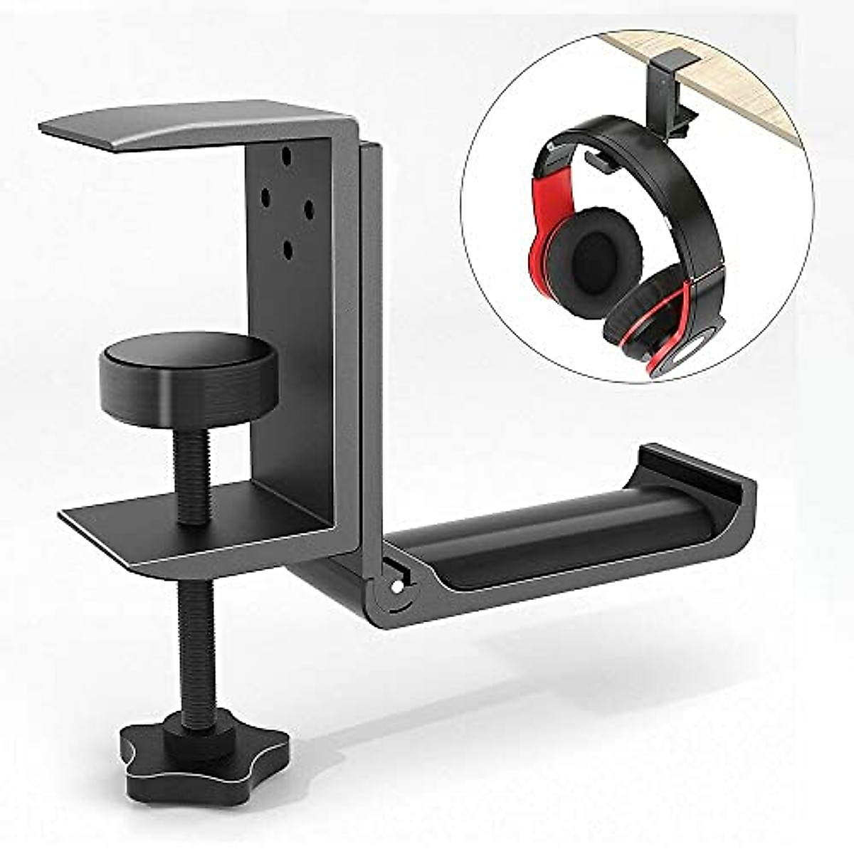 Vigilant Audio H-Clip - Foldable Under-Desk Headphone Hanger with Adjustable Clamp, Universal Fit for Gaming and Audio Headsets, Space-Saving & Durable