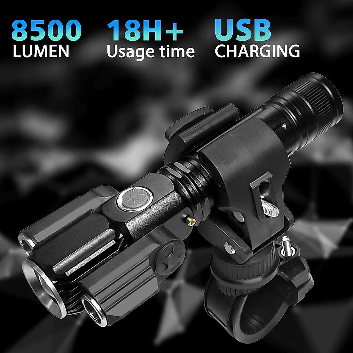 8500 Lumen Supe Bright USB Rechargeable Bike Light Set, 4 Modes,Powerful Bicycle Headlight and Back,18+ hrs, IPX6 Waterproof Bike Lights for Night Riding, for Road Mountain Cycling Accessories