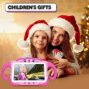 Kids Tablet 7" Tablet for Kids 64GB Toddler Tablet Kids Software Installed, Kids Android Learning Tablet with WiFi Case Dual Camera Parental Control for Toddlers Children Tablet YouTube Netflix