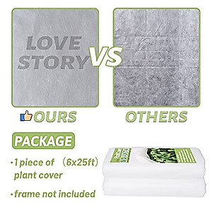 LOVE STORY Plant Covers Freeze Protection 6x25FT 1.0oz Frost Cloth Blanket Floating Row Cover Garden Fabric for Winter Outdoor Plants Vegetables and Sun Pest Protection