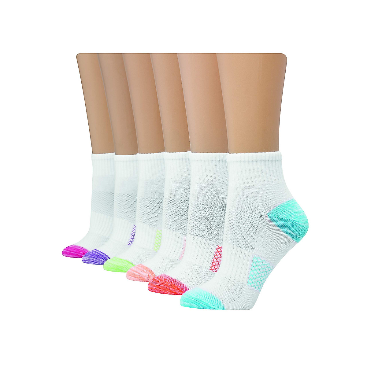 Hanes womens Hanes Women's (Pack of 6 Pair) Lightweight Breathable Ventilation Ankle fashion liner socks, White Assorted, 5 9 US