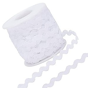 GORGECRAFT 1 Roll 27yd/25m RIC Rac Trim Ribbon Wave Sewing Bending Fringe Trim 5mm/0.2 inch for Sewing Flower Making Wedding Party Lace Ribbon Craft (White)