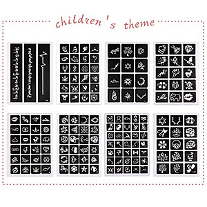 Konsait 291pcs Temporary Tattoos Stencils, 20 Sheets Girls and Boys Glitter Tattoo Kit Templates Face Paint Stencils Body Art Stencil Pack for Adults Man Women Kids Teenager