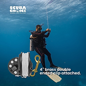 Scuba Choice Scuba Diving Compact Finger Spool with Plastic Handle, 100', White Line