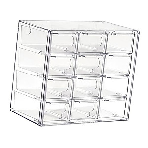 kowaku Mini Drawer Organizer Small Organizer with Drawers Transparent Large Capacity Beads Organizer Desktop Storage Box for Art Supply Office, 12 Drawers
