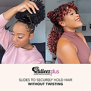 Pulleez Plus Sliding Ponytail Holder, 11" - Gold Knot Metal Charms - Navy Elastic Hair Tie Bracelet