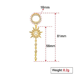 TBOSEN 2 Pairs Surgical Steel Ears Gauges Tunnels Plugs Moon Sun Design Dangle Charms Body Piercing Jewelry Earrings for Women 2g-5/8 in 6mm-16mm