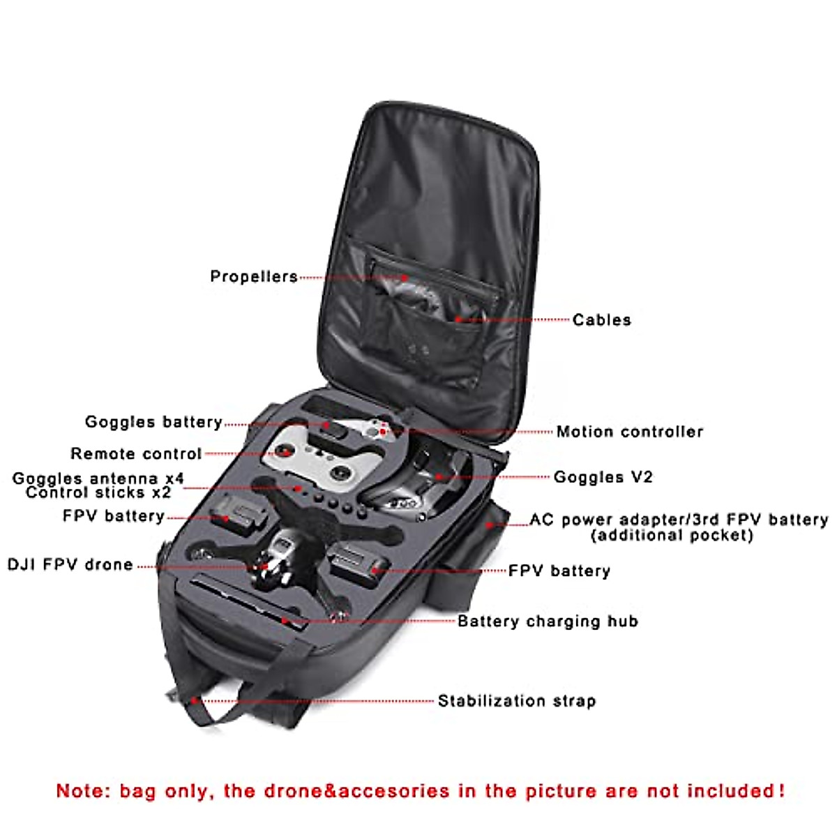MAXPAND DJI FPV Hard Case Backpack Waterproof and Shockproof DJI FPV Drone Bag FPV System Case for DJI Drone, Goggles V2, Remote Controller 2, and Accessories FPV Backpack with YKK Zipper