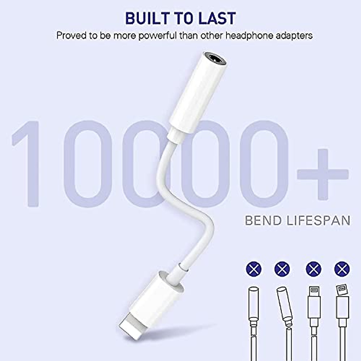 esbeecables Lightning to 3.5 mm Headphone Adapter for iPhone,3Pack [Apple MFi Certified] iPhone Jack Audio Aux Dongle Converter Compatible iPhone14 13 12 11 XS XR X 8 7,All iOS, White