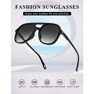 MASDUN Retro Square Aviator Sunglasses Womens Mens 70s Stylish Vintage Double Bridge Sun Glasses